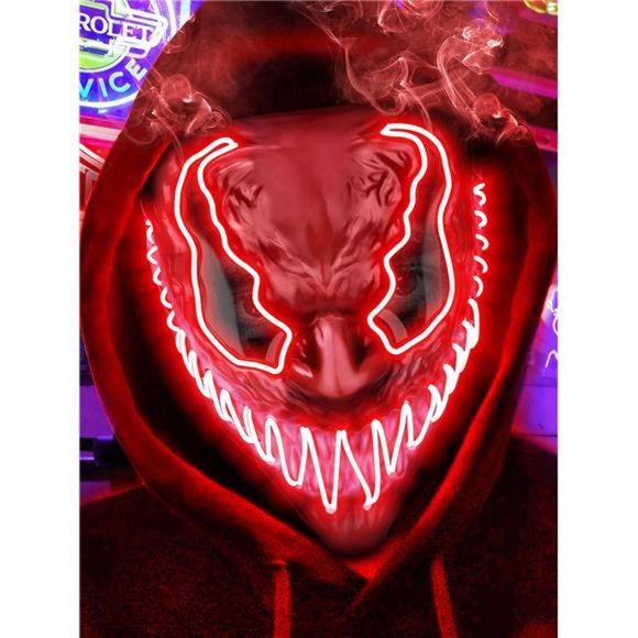 Other | Halloween Mask Led Light Up Mask For Adults Kids Neon Glow ...
